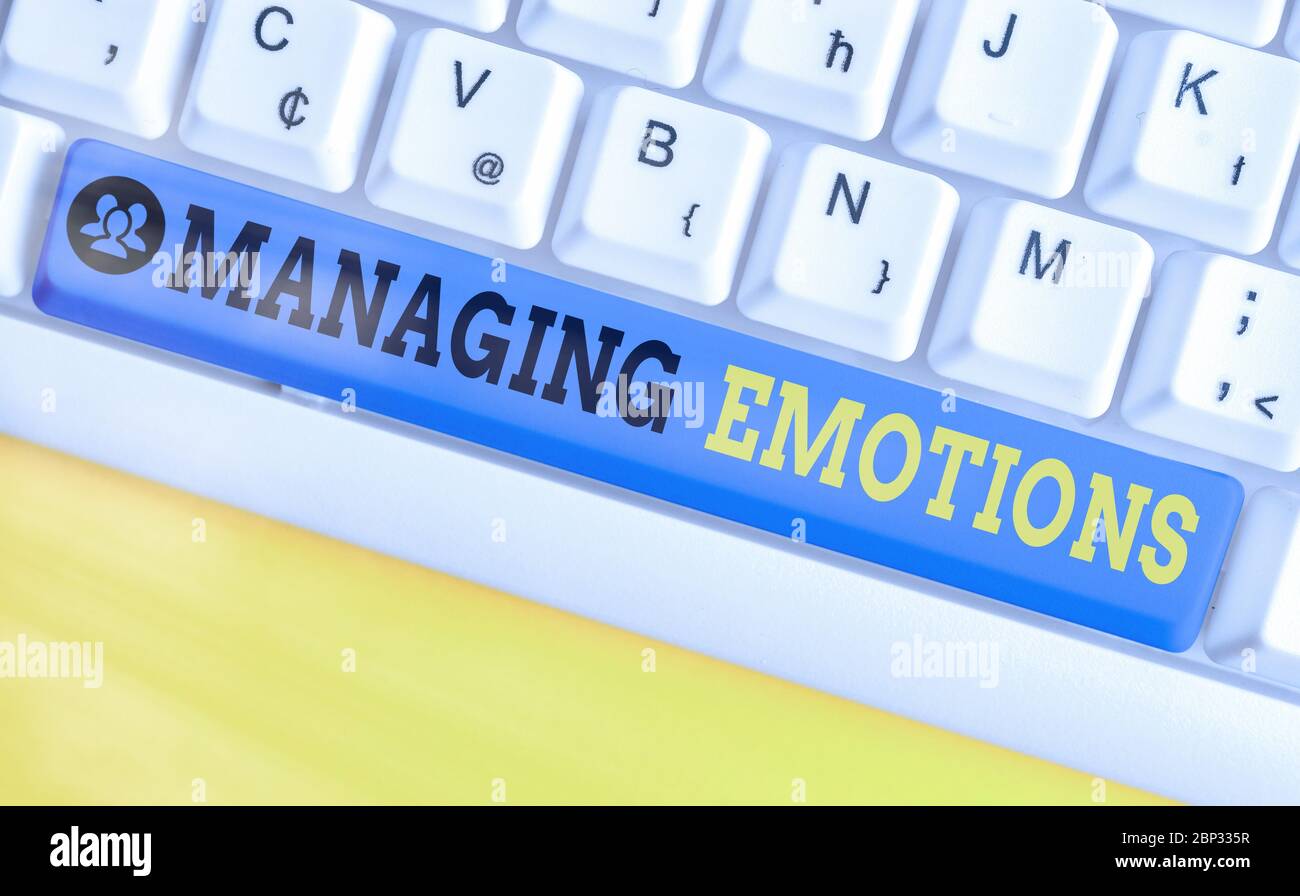 Text sign showing Managing Emotions. Business photo showcasing ability ...