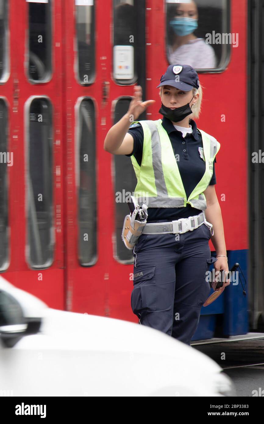 Police officer standing uniform on duty transportation hi-res stock ...