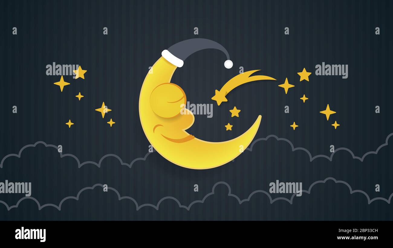 Retro Illustration Of A Smiling Moon Wishing Good Night. Eps10 Vector ...