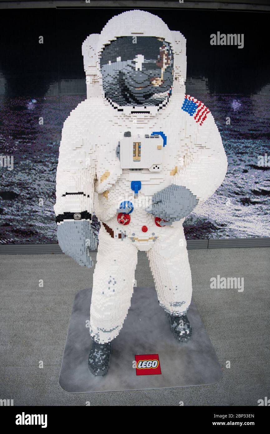 On July 18, 2019, a LEGO astronaut display was featured at the Apollo ...