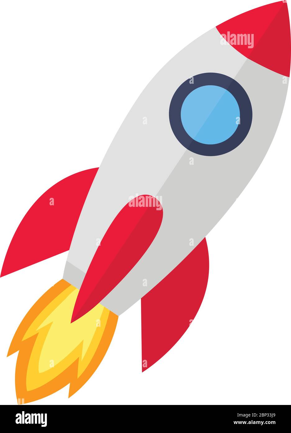 Rocket ship with fire icon flat isolated on white vector Stock Vector ...
