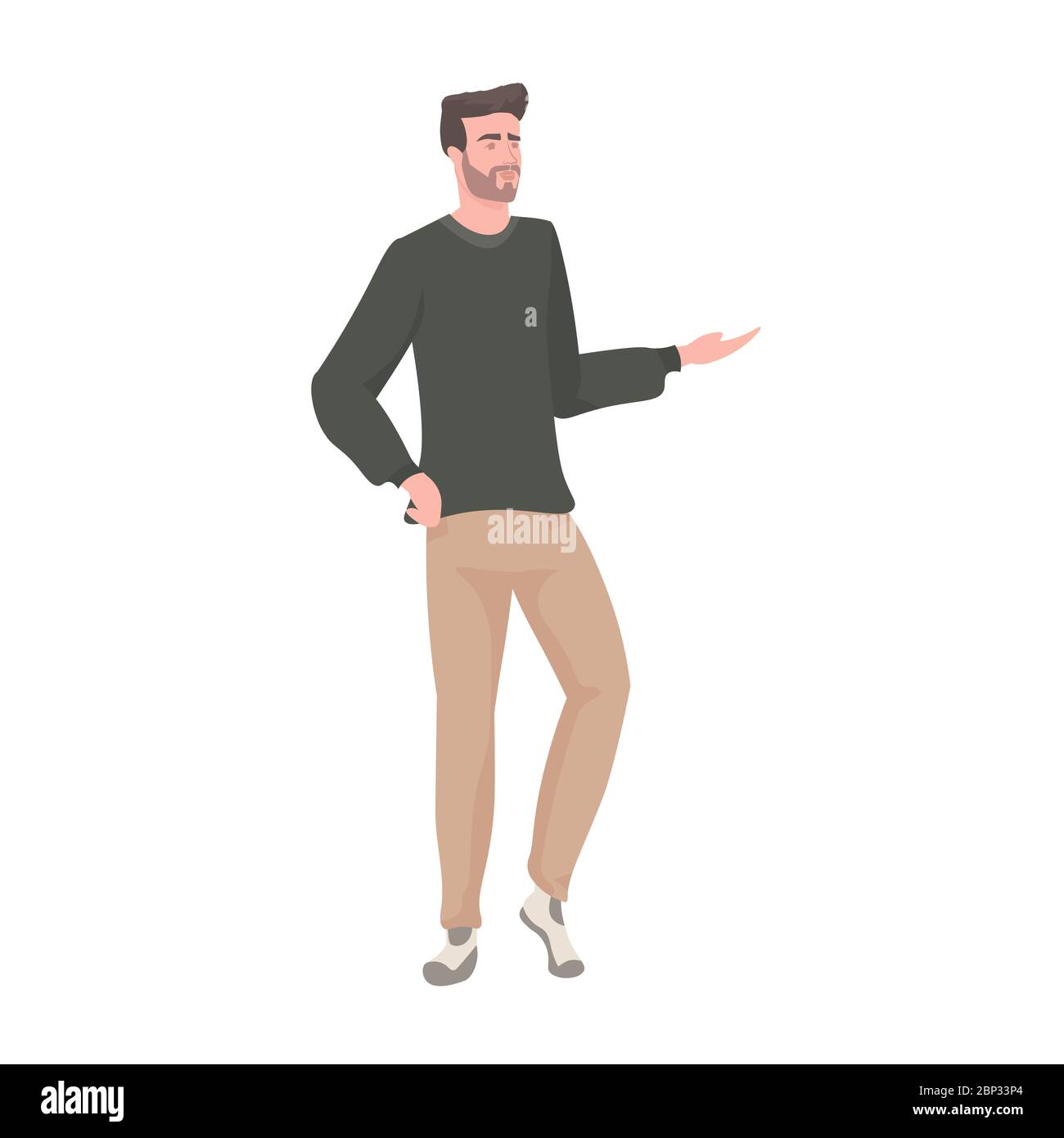 Cartoon Man Standing Side