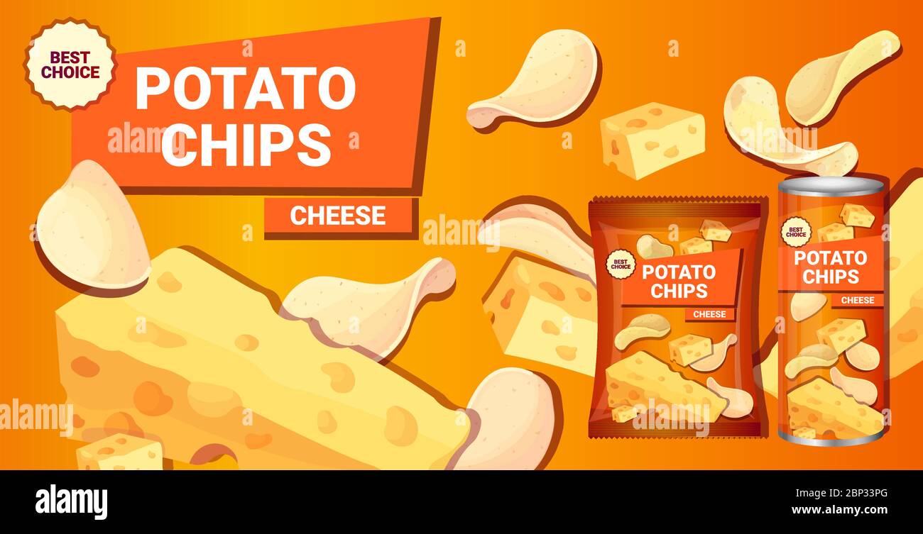 potato chips with cheese flavor advertising composition of crisps ...