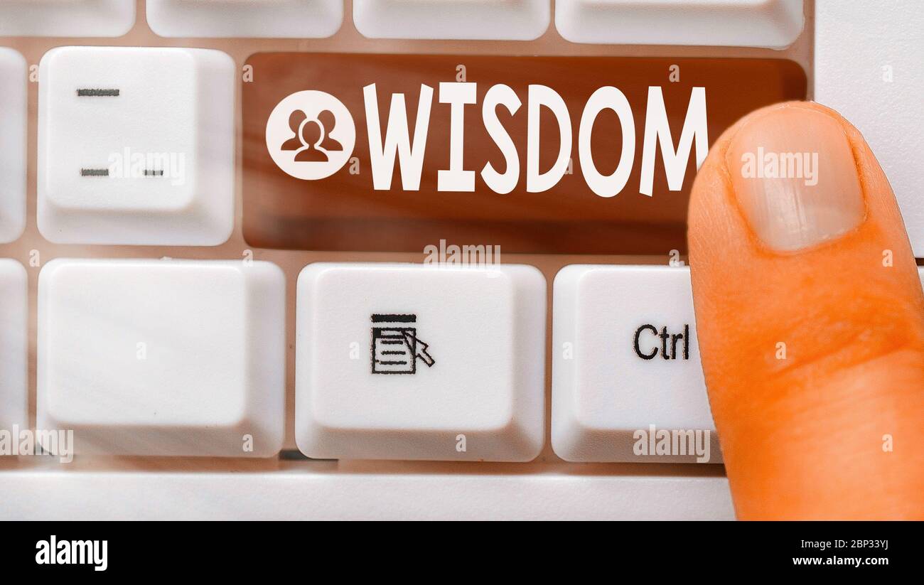 Text sign showing Wisdom. Business photo showcasing quality having ...