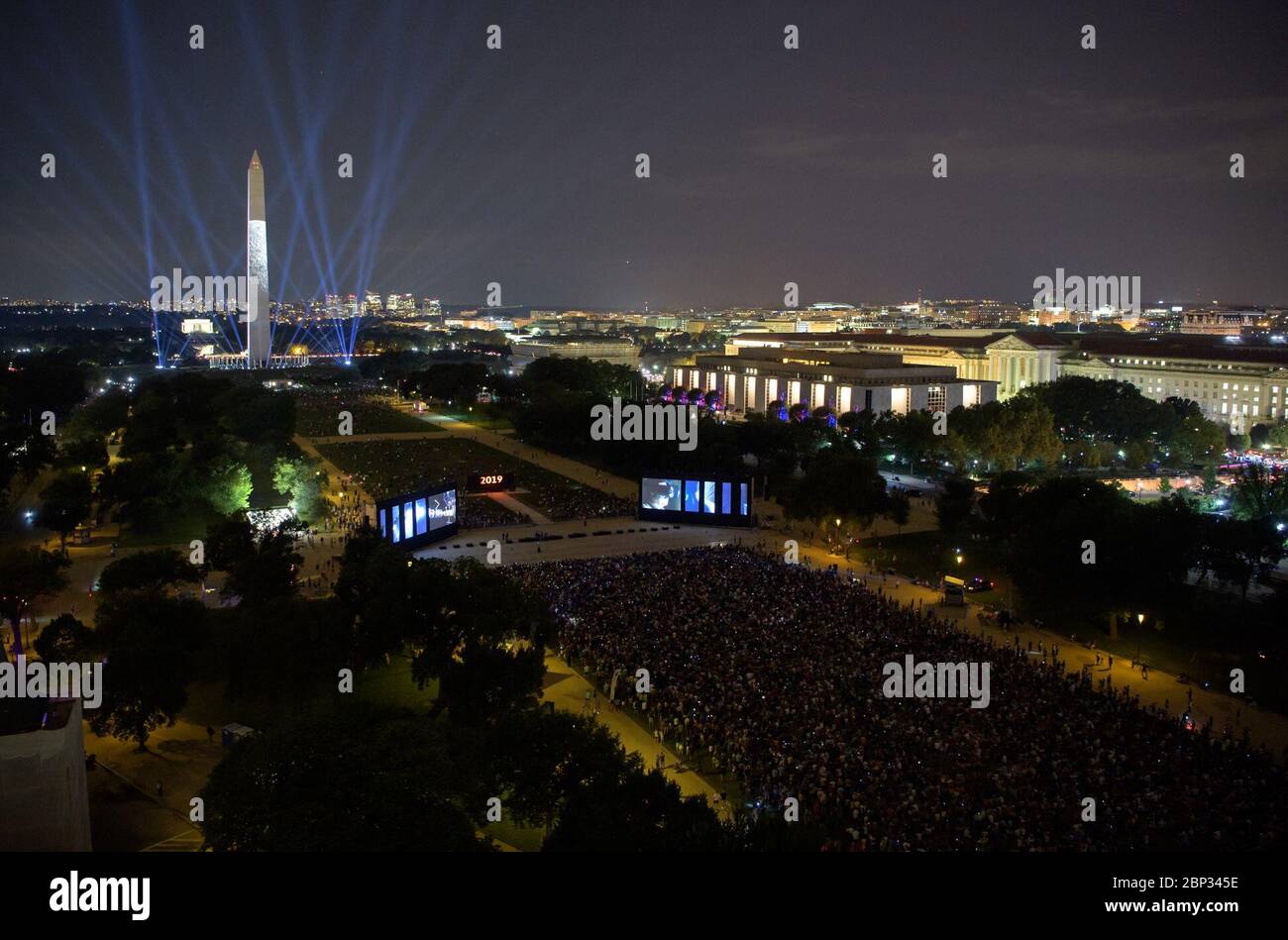 Apollo 11 Saturn V Rocket Projected On The Washington Monument The 50 ...