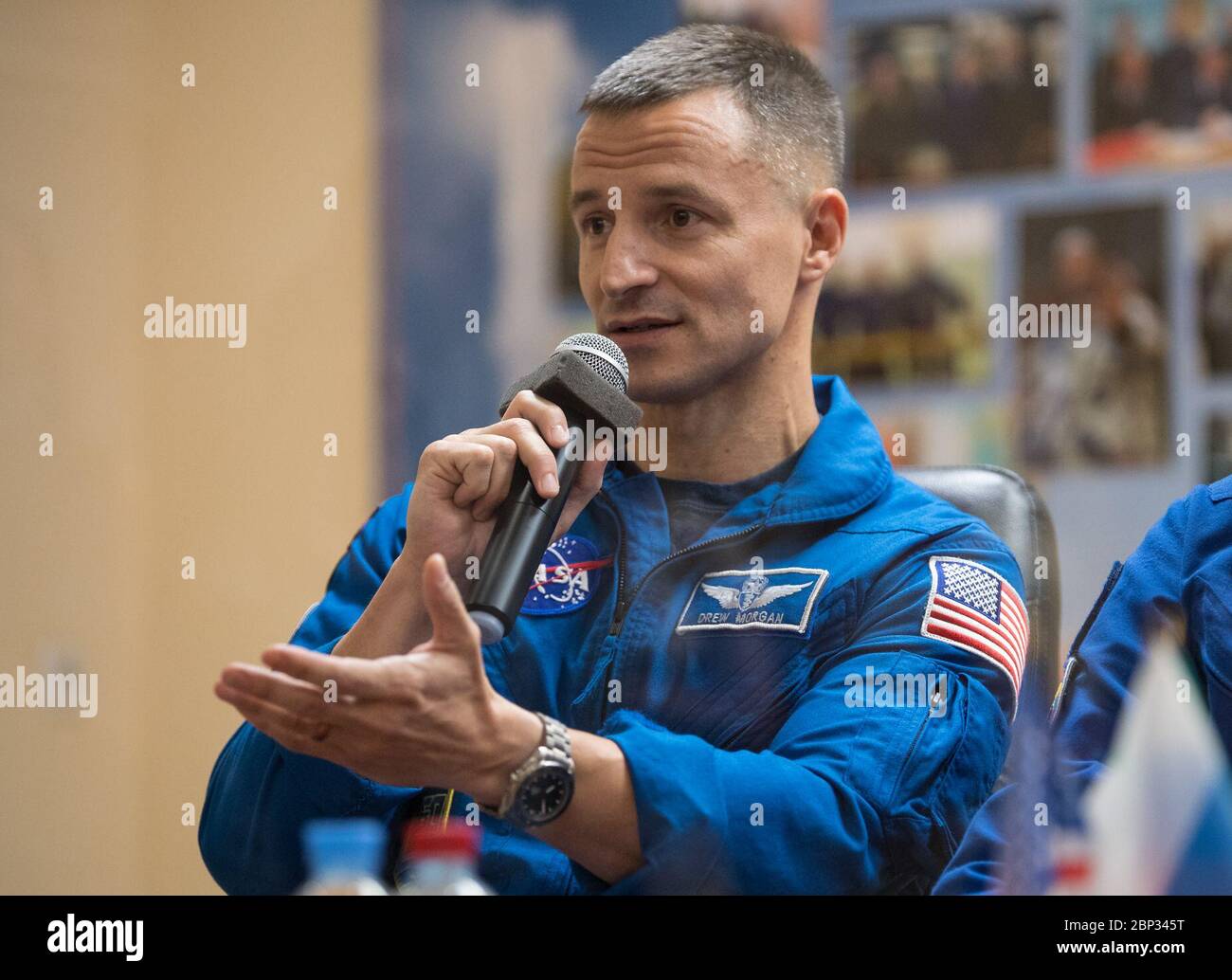 Expedition 60 flight engineer Drew Morgan of NASA answers a question ...