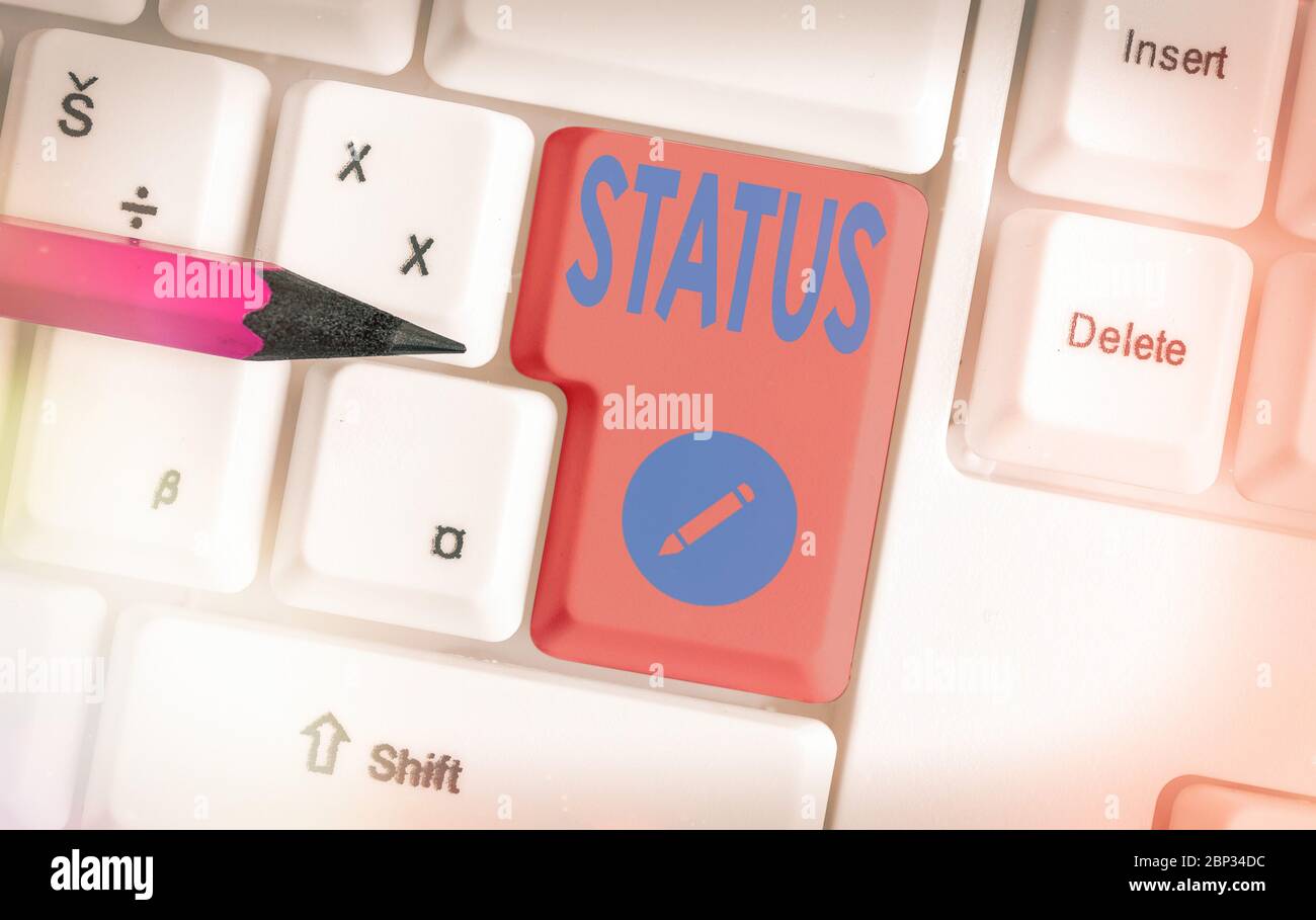 Handwriting text Status. Conceptual photo situation at a particular ...