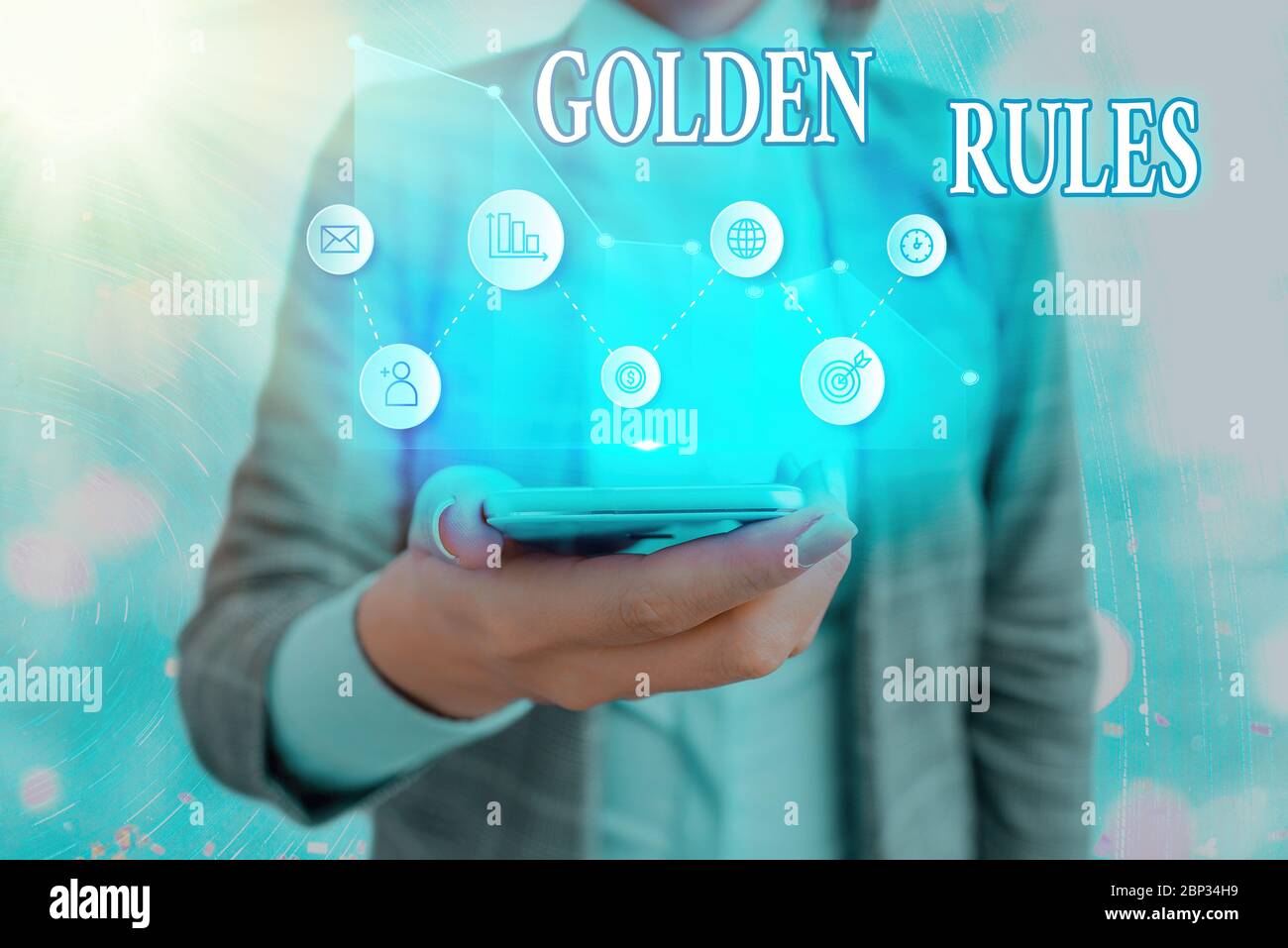 Text sign showing Golden Rules. Business photo showcasing Basic ...