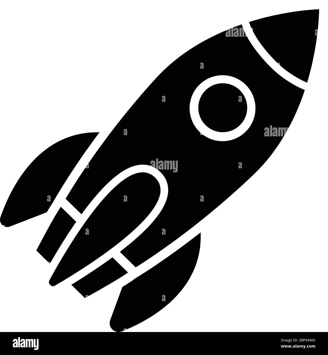 Rocket ship icon black flat isolated on white background Stock Vector ...