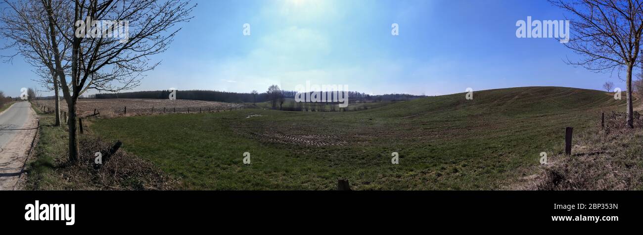 Beautiful panorama of a northern european country landscape with fields ...