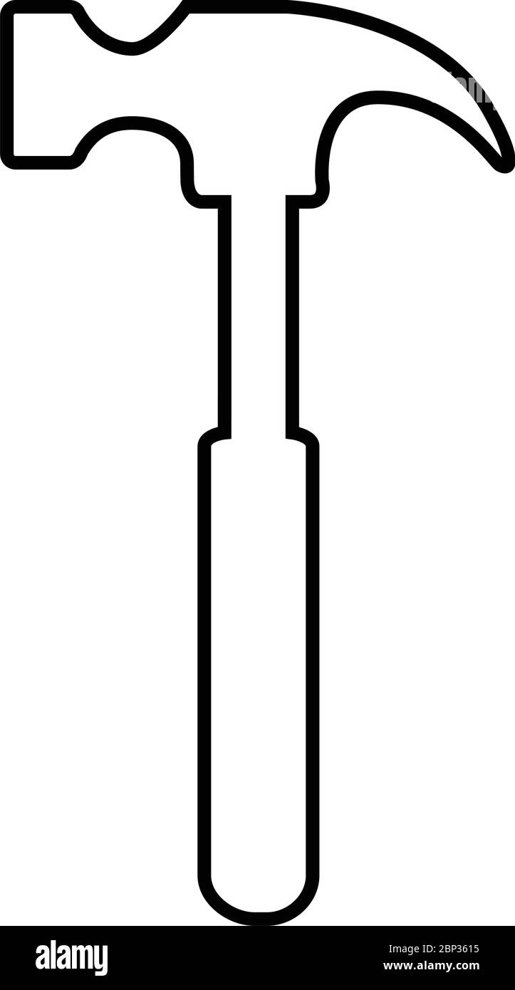 Hammer line icon silhouette isolated on a white background Stock Vector ...