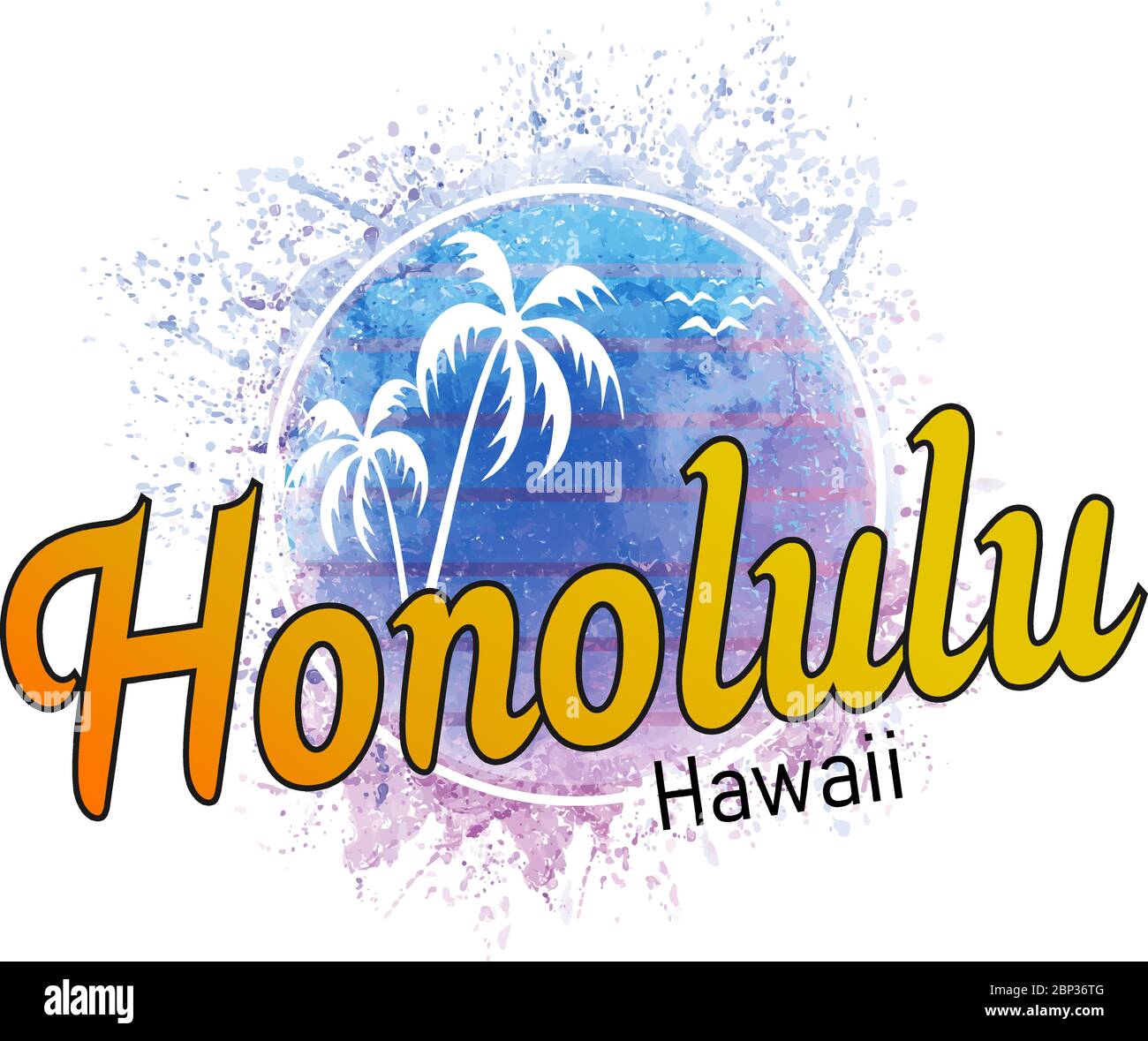 Honolulu Hawaii surf grunge poster with summer shield inside Stock ...