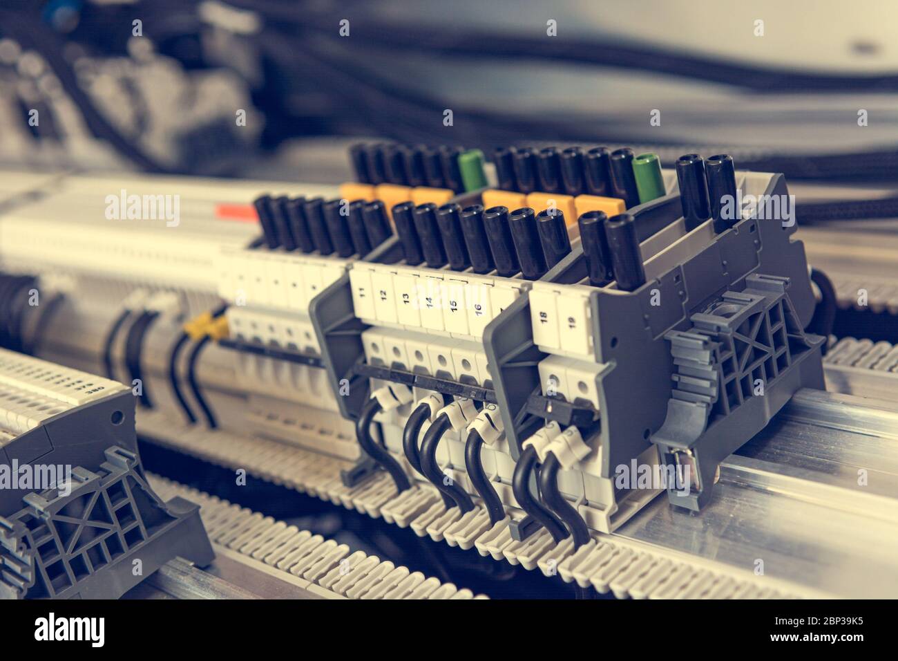 Detail of electric cubicle with connector strips Stock Photo - Alamy