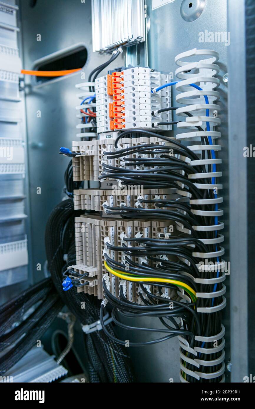Detail of electric cubicle with connector strips Stock Photo - Alamy
