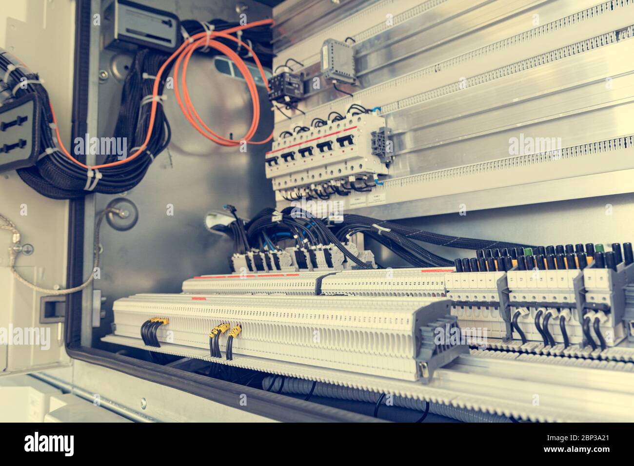 Detail of electric cubicle with connector strips Stock Photo - Alamy