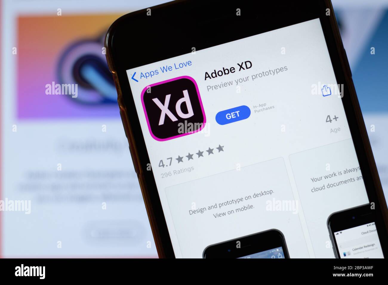 New York, USA - 15 May 2020: Adobe XD mobile app logo on phone screen ...