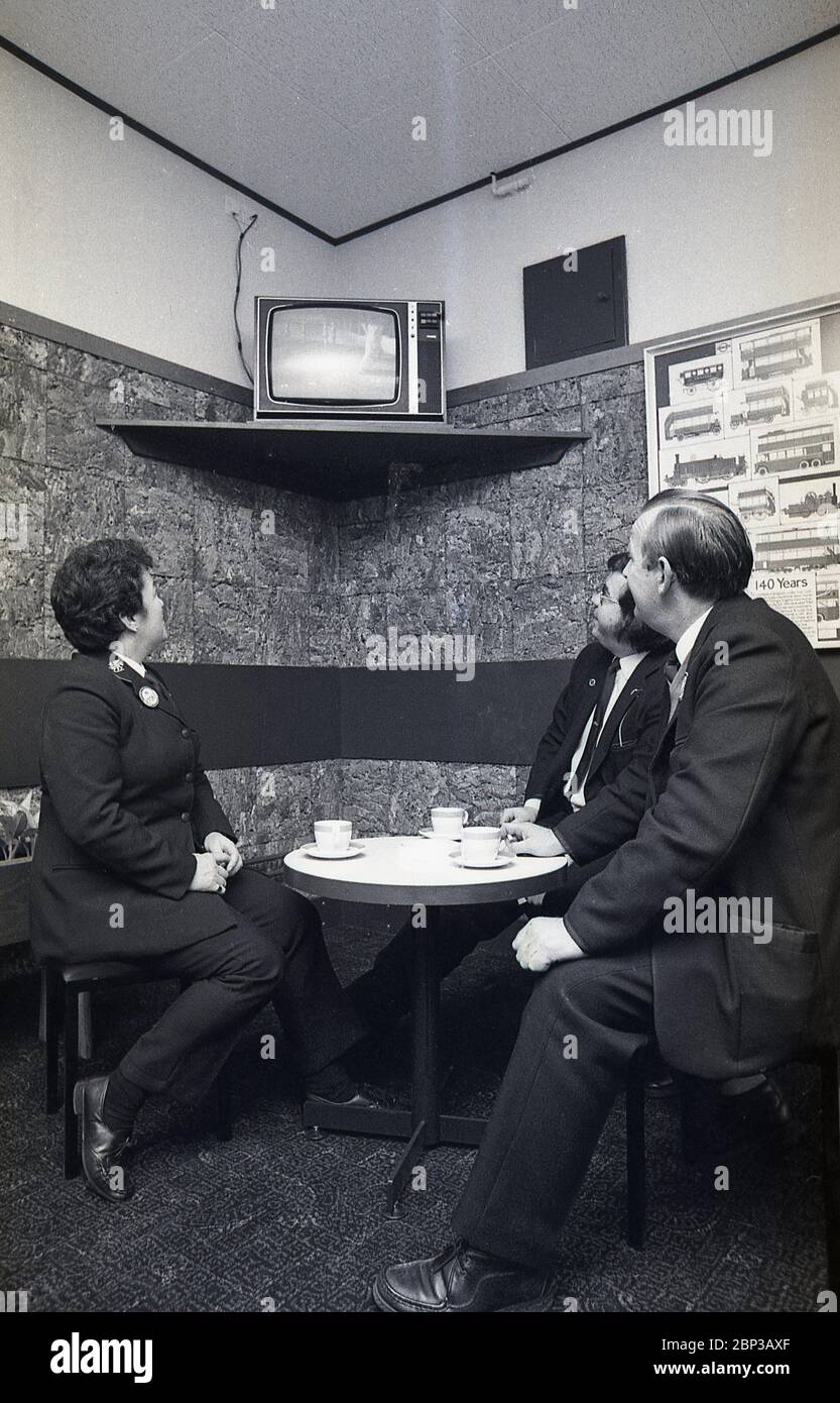 Interior, Bus staff rest room New Cross, south London, England, 1974 ...