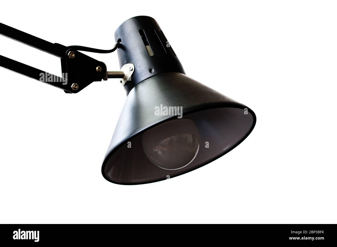 Black metal table lamp isolated on white background close up Stock ...