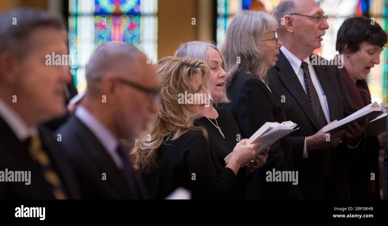 On January 16, 2018, family and friends gather for the funeral service ...
