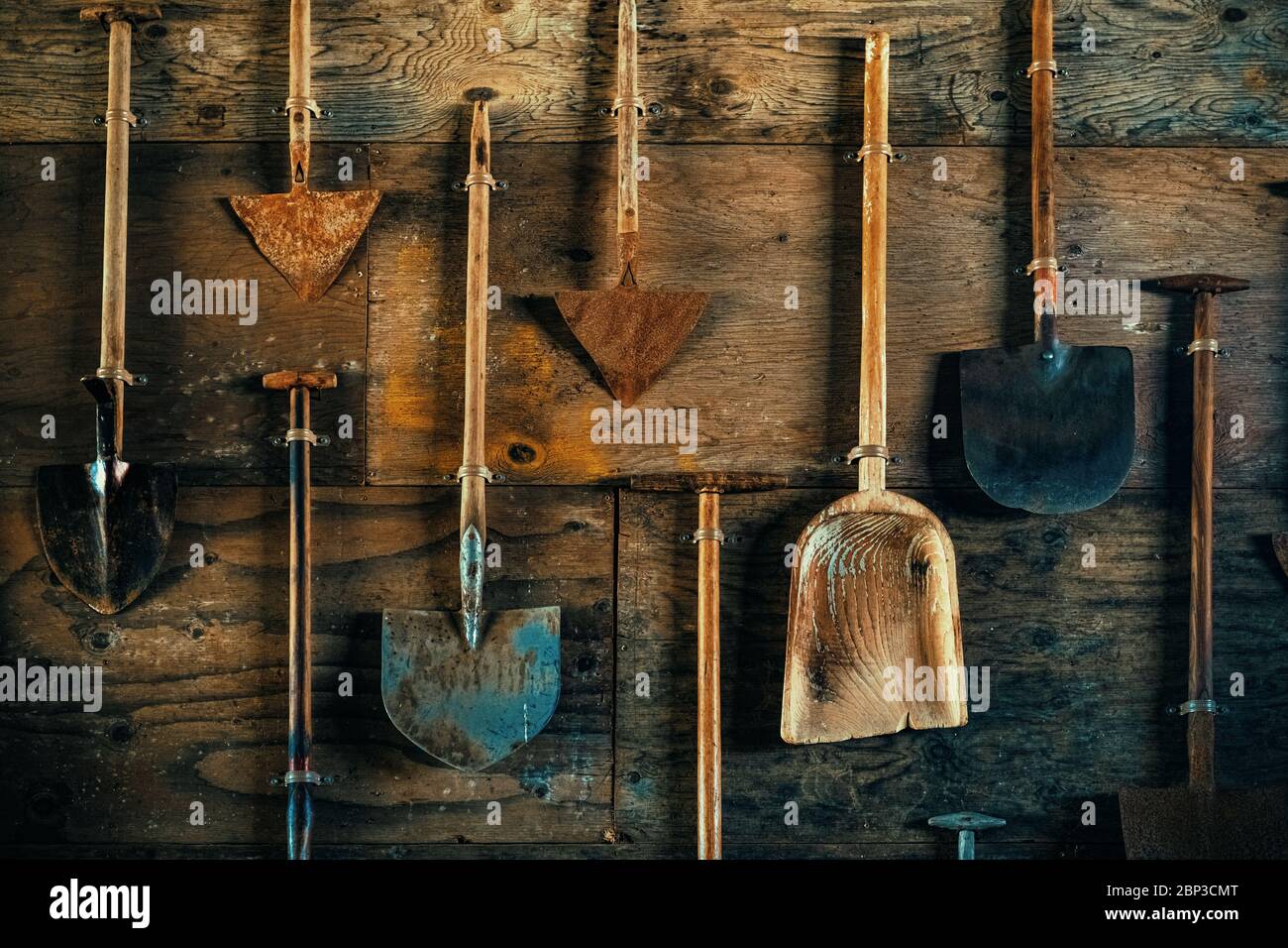 Farming tools in farm in display Stock Photo - Alamy