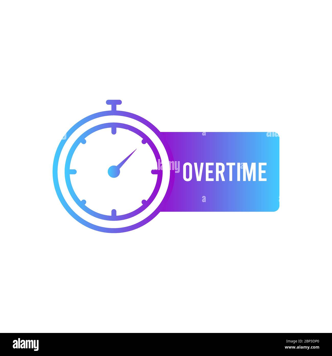 Stopwatch . stop watch timer with word 'Overtime' flat vector icon for ...