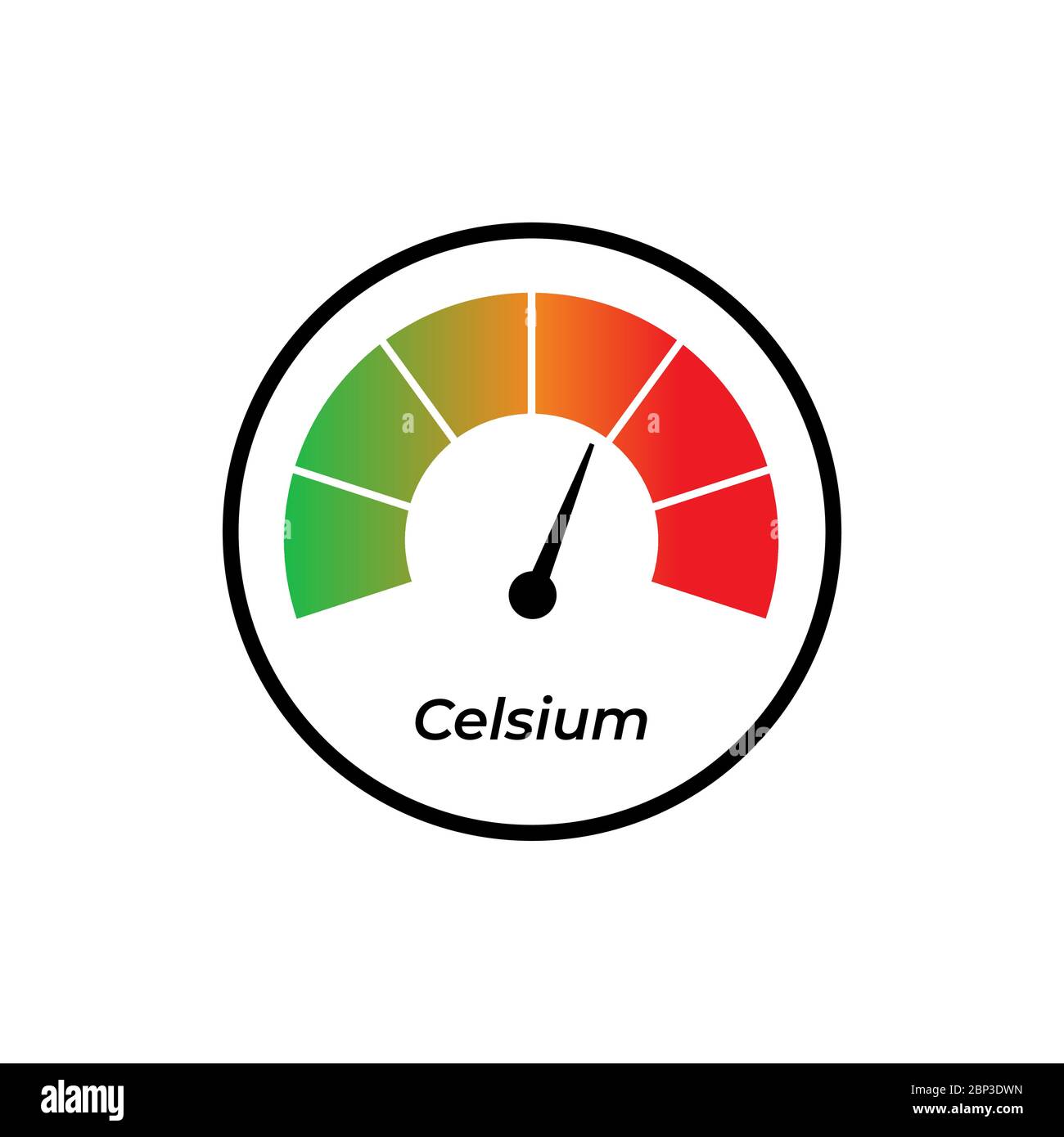 Round temperature gauge, isolated on white background. Colored ...