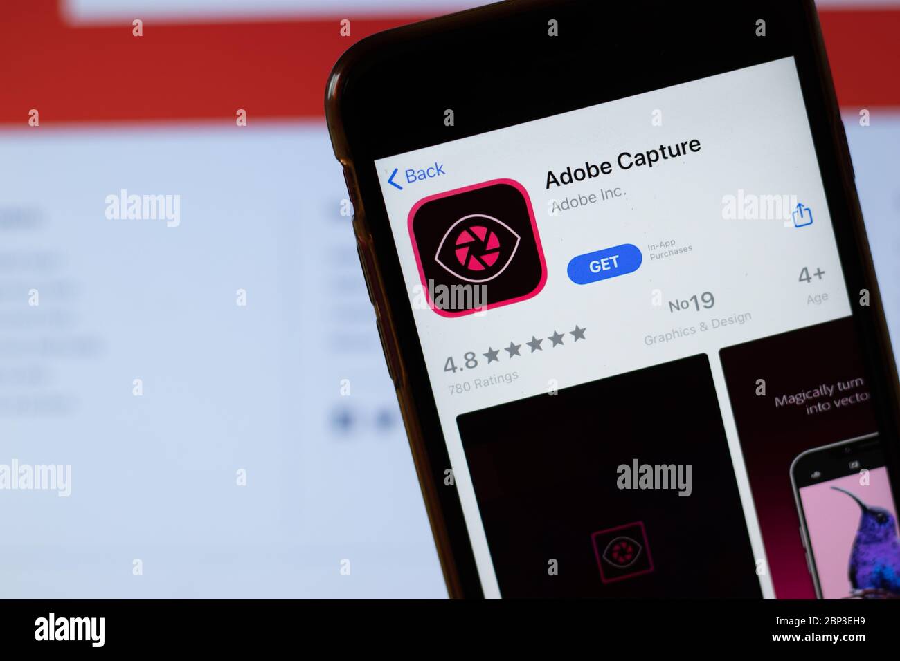New York, USA - 15 May 2020: Adobe Capture mobile app logo on phone ...