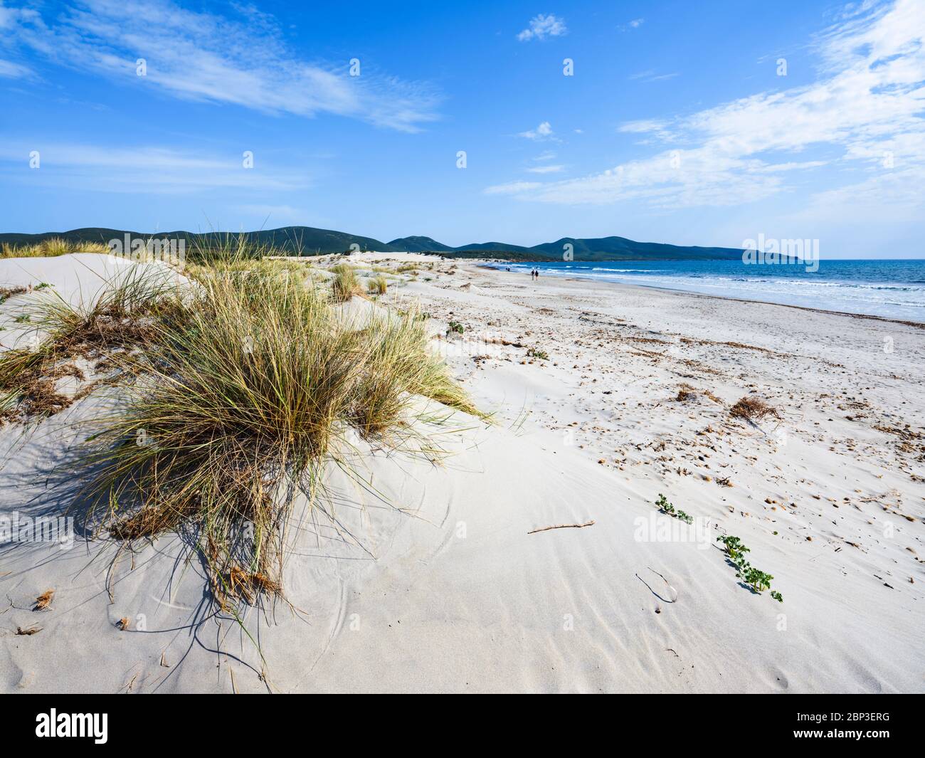 The Porto Pino beach, about four kilometres long of white sand and ...