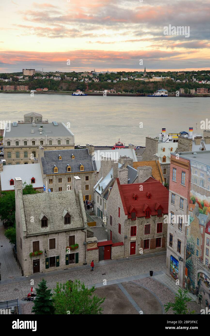 Old buildings in lower town at sunset in Quebec City Stock Photo - Alamy