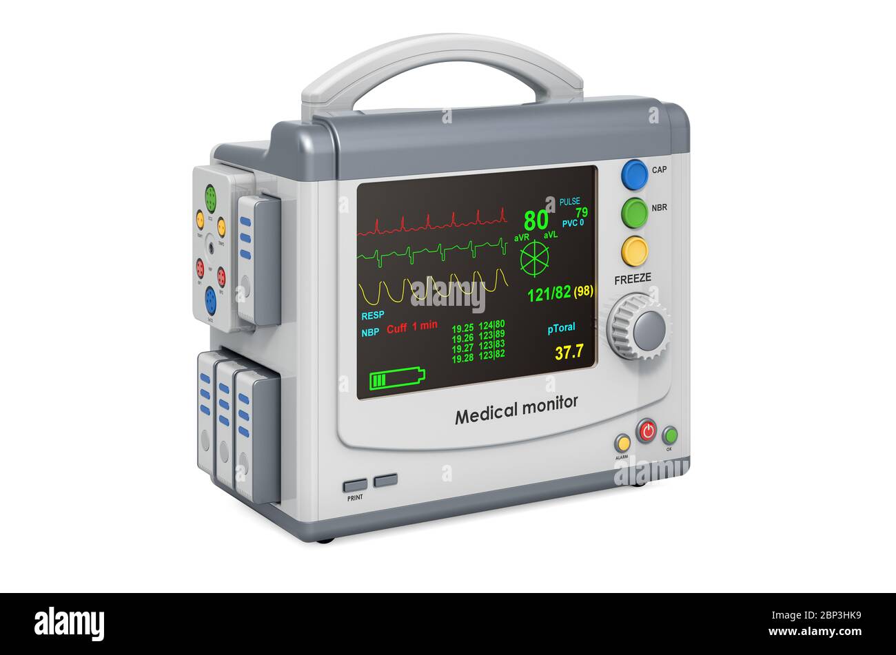 Patient Medical Monitor, 3D rendering isolated on white background ...