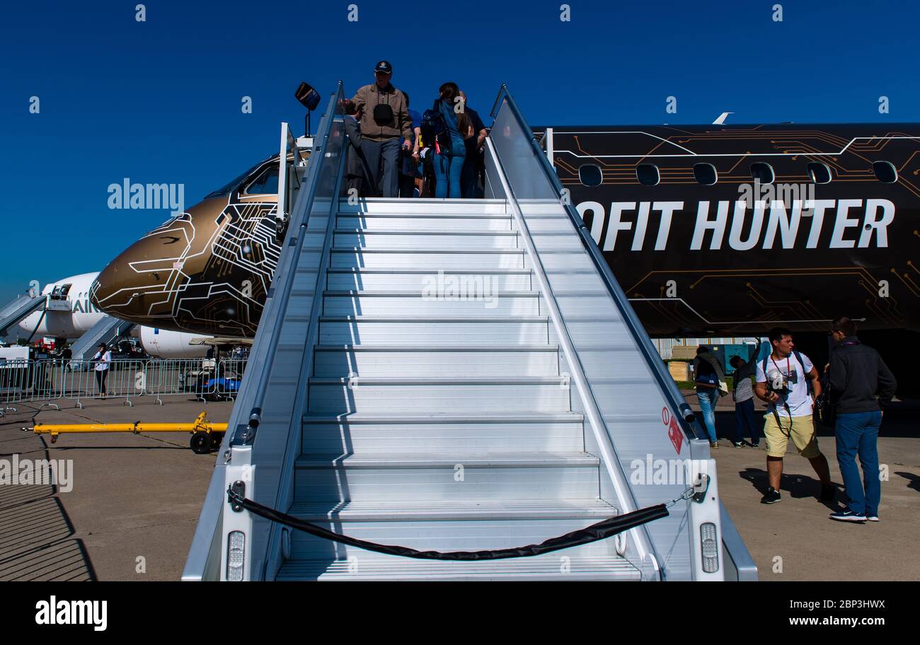 August 30, 2019. Zhukovsky, Russia. Twin-engine narrow-body passenger ...