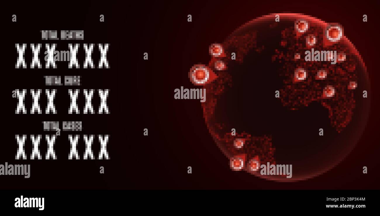 Infected areas are covid 19 on a 3D model of the planet earth ...