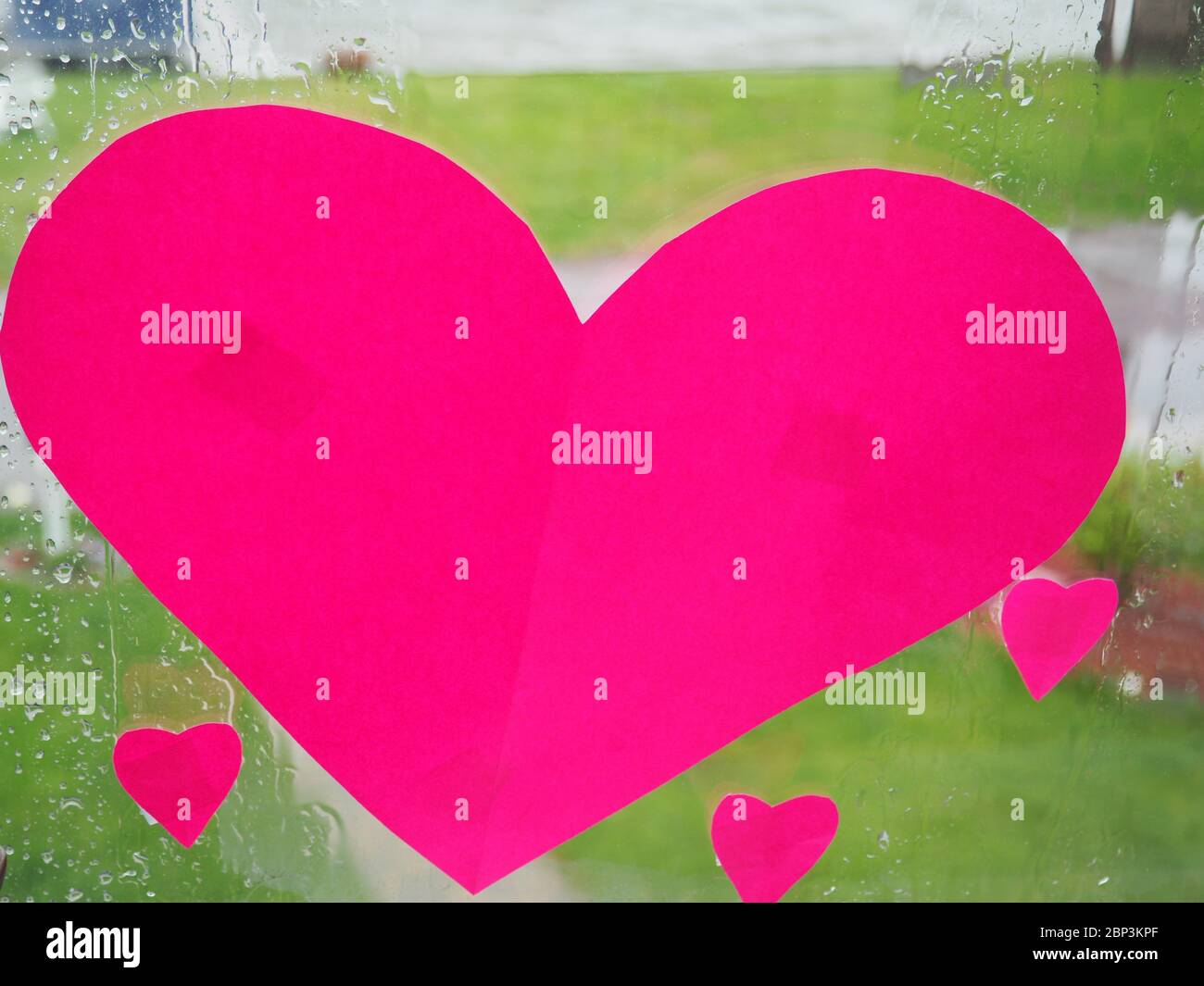 Pink Window Hearts Stock Photo - Alamy