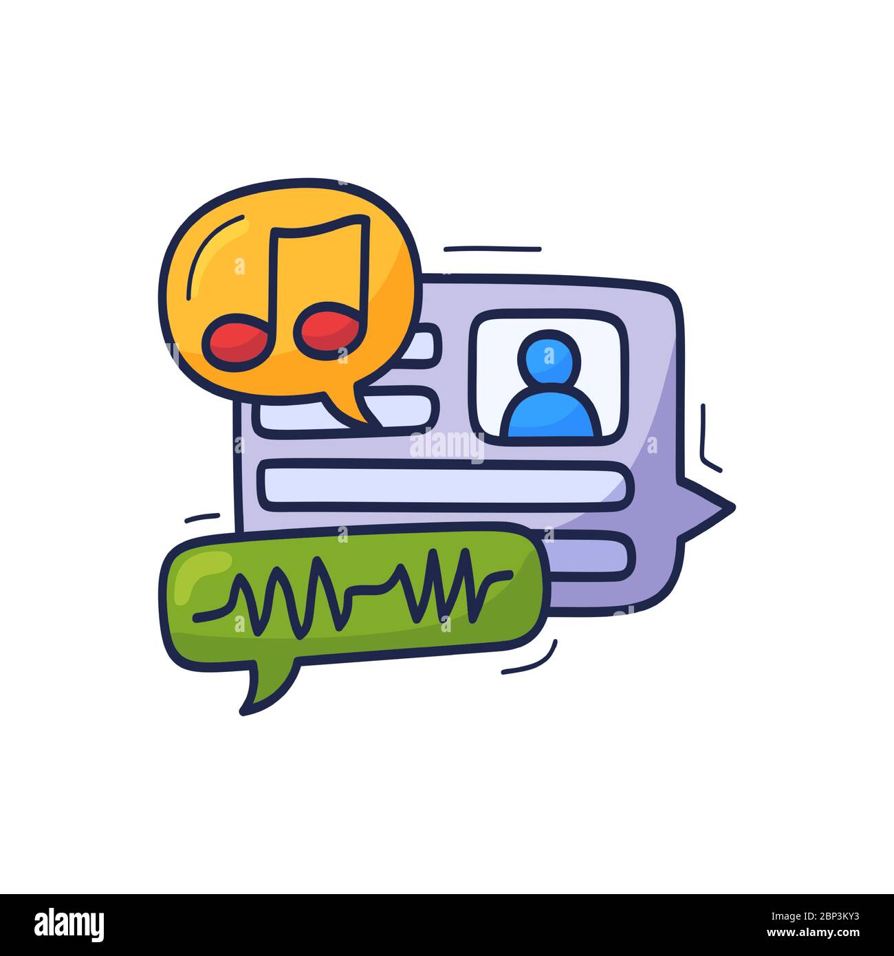 Speech chat Bubble Musical Note hand drawn cartoon vector illustration ...
