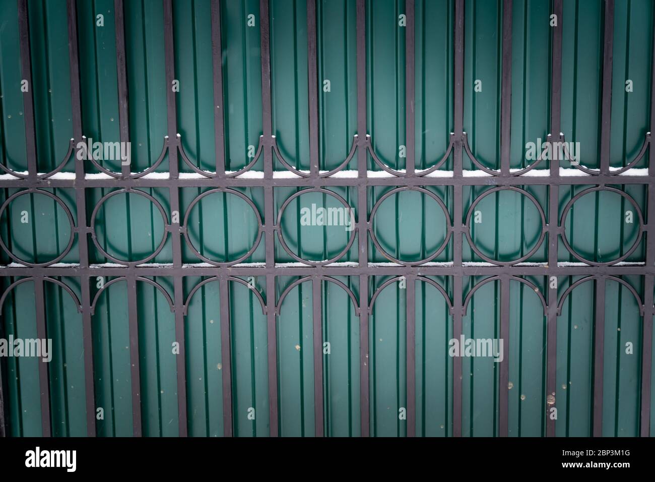 metal green fence background. forged fence Stock Photo - Alamy