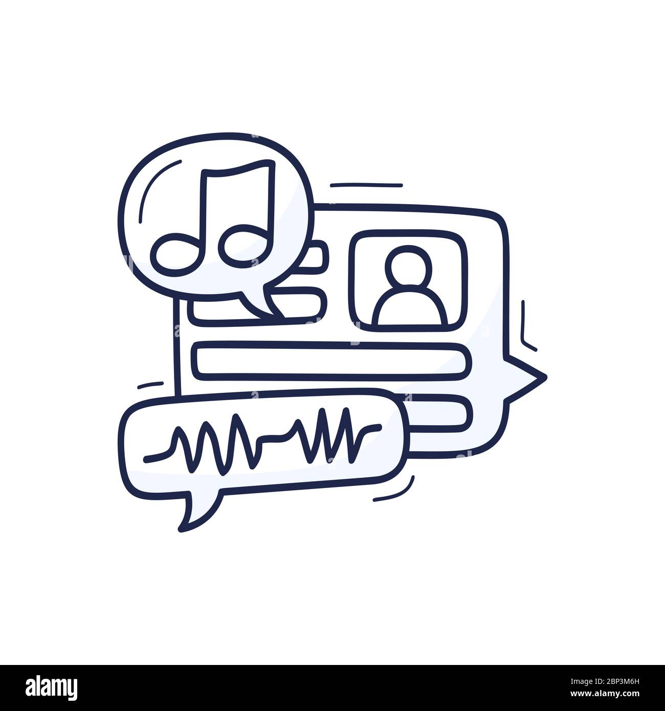 Speech chat Bubble Musical Note hand drawn cartoon vector illustration ...