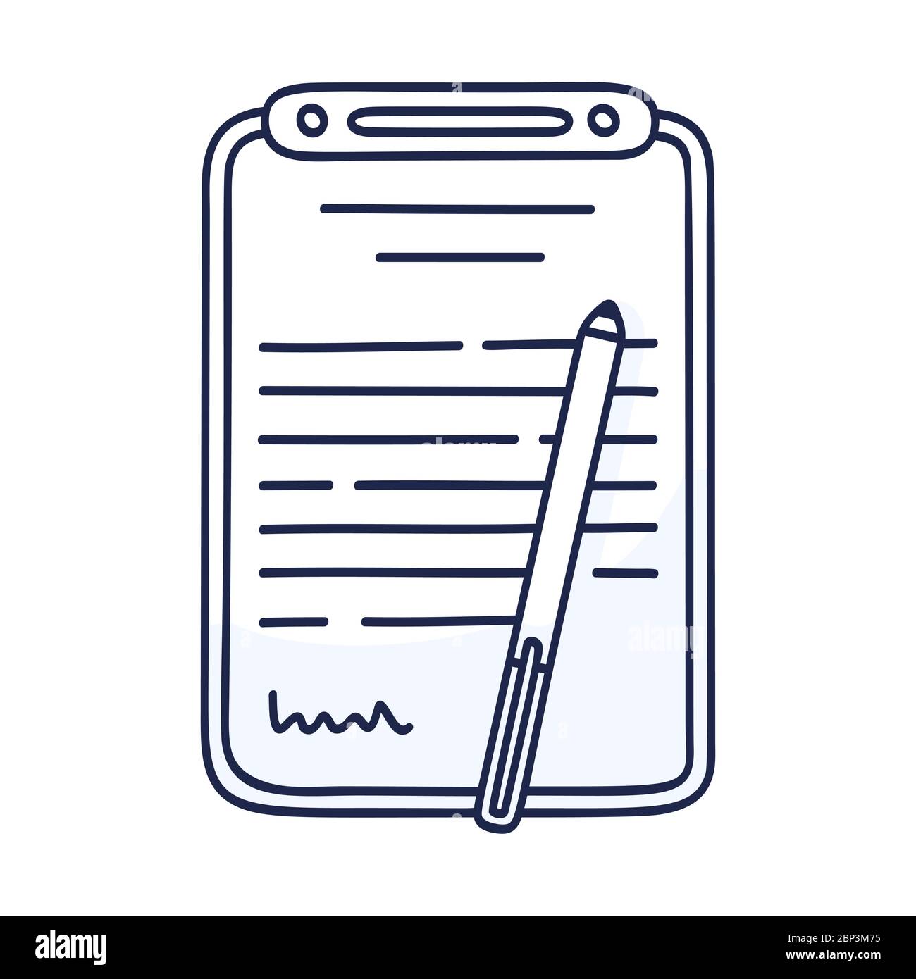 Contract document icon in doodle style. Hand drawn cartoon Agreement ...