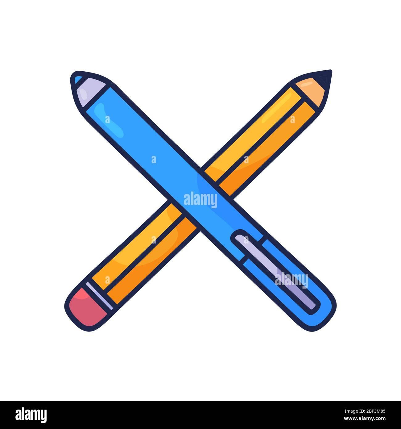 Crossed pencils hand drawn doodle icon, outline vector sign, linear ...