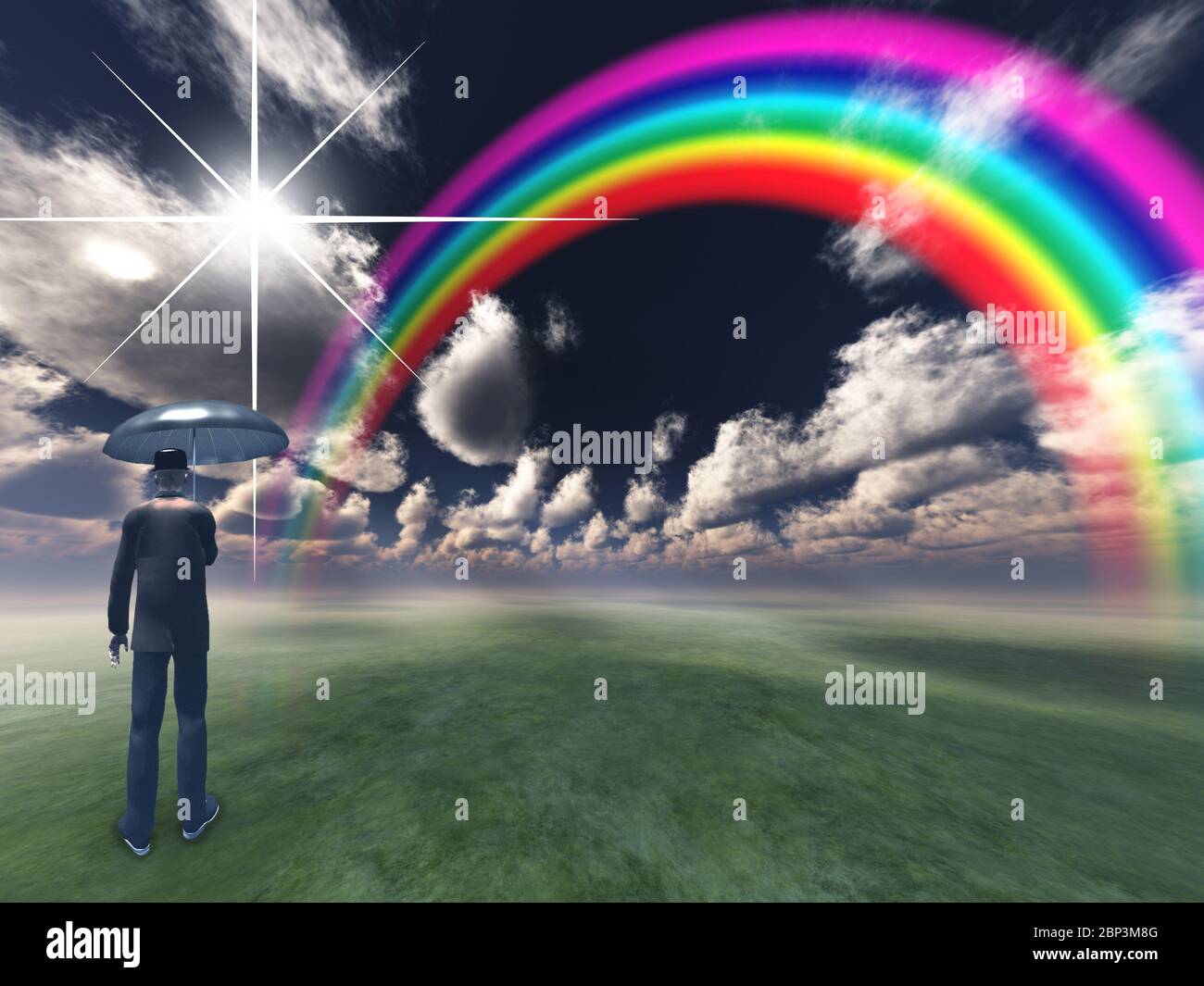 Man under rainbow umbrella hi-res stock photography and images - Alamy