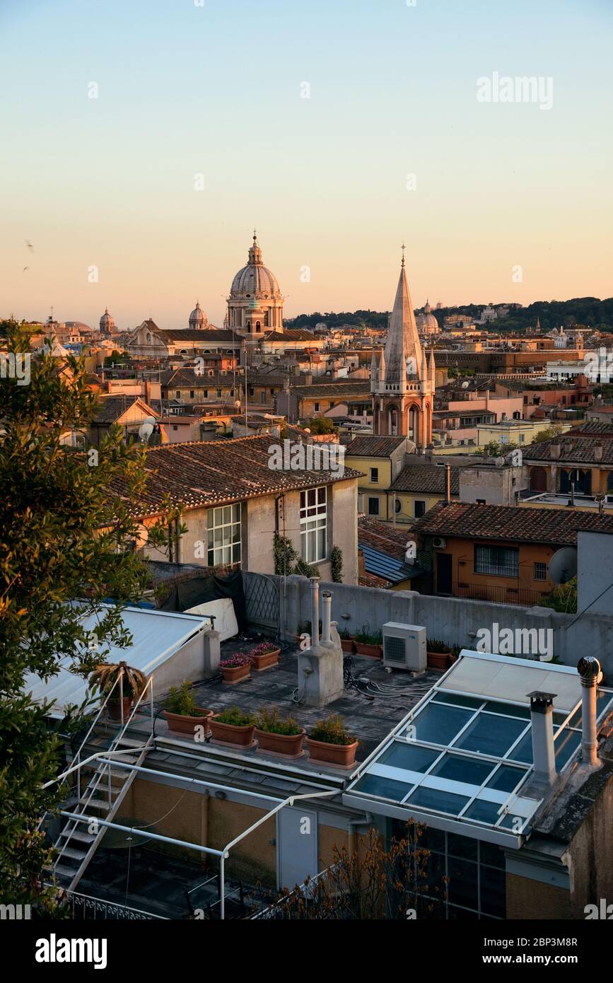 Rome rooftop view with ancient architecture in Italy Stock Photo - Alamy