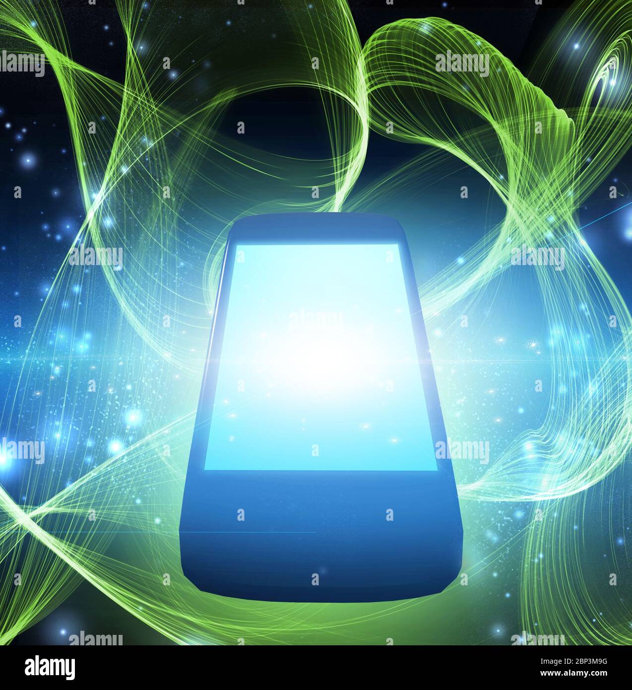 Smart Phone. Shining light and binary code Stock Photo - Alamy