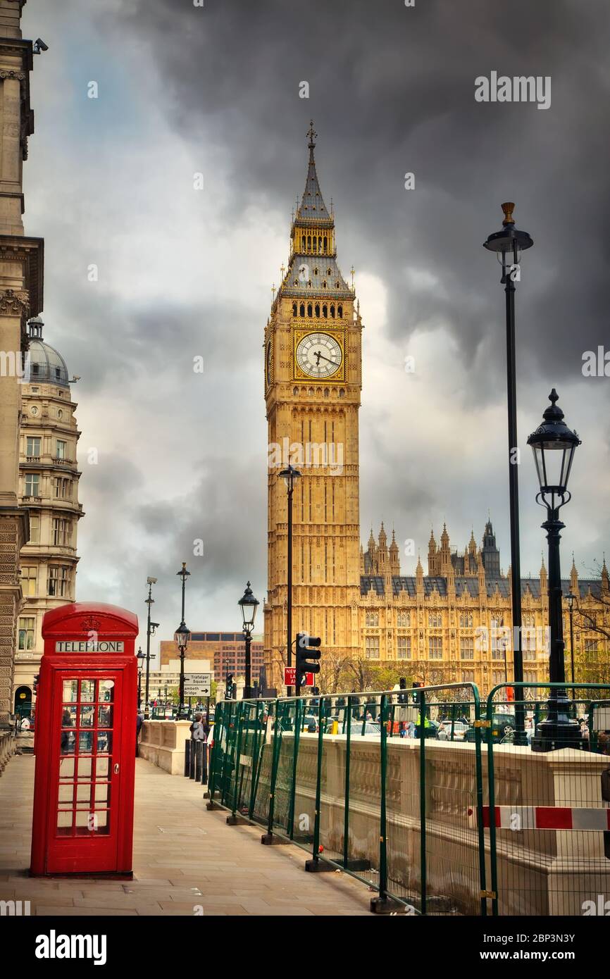 Red phone booth and Big Ben in London Stock Photo - Alamy