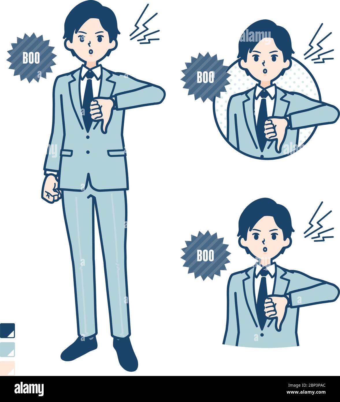 A young Businessman in a suit with Booing images. It's vector art so it ...