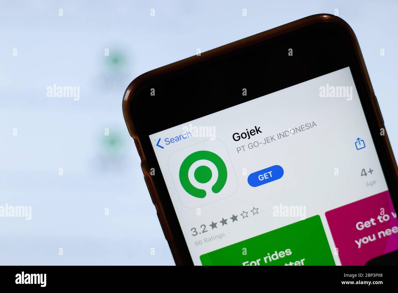 New York, USA - 15 May 2020: Gojek mobile app logo on phone screen ...