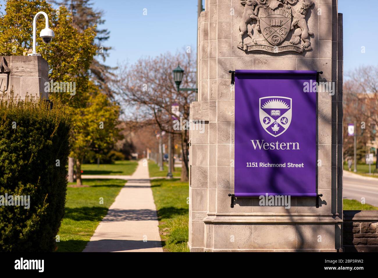 London, Canada - May 13, 2020. The gates of Western University in ...