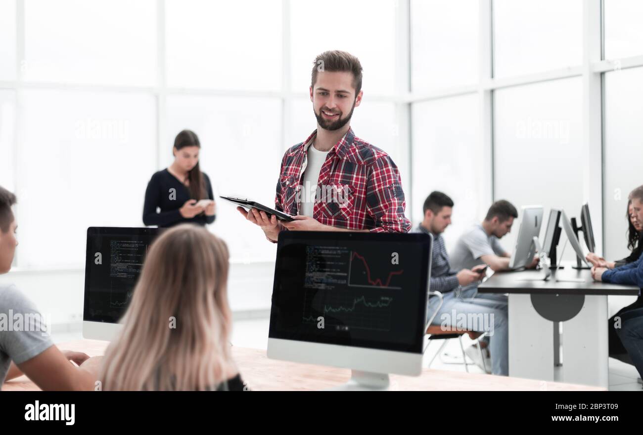 office employees work in a modern office Stock Photo - Alamy