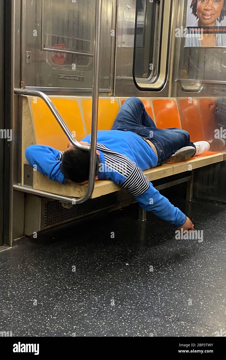 NEW YORK, NY-. - MAY 17: Homeless continue to sleep on subway despite ...