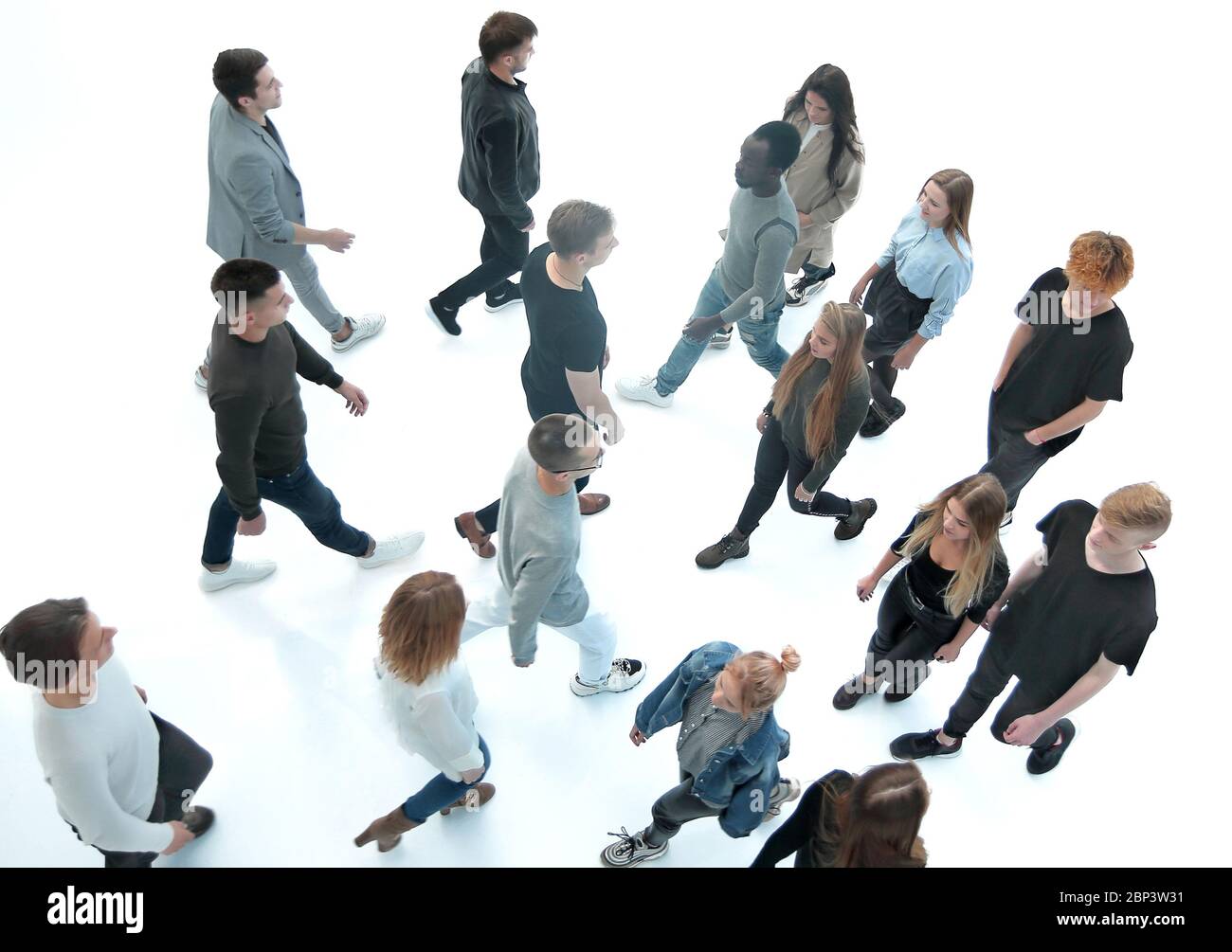 top view . modern young people walking in opposite directions Stock ...