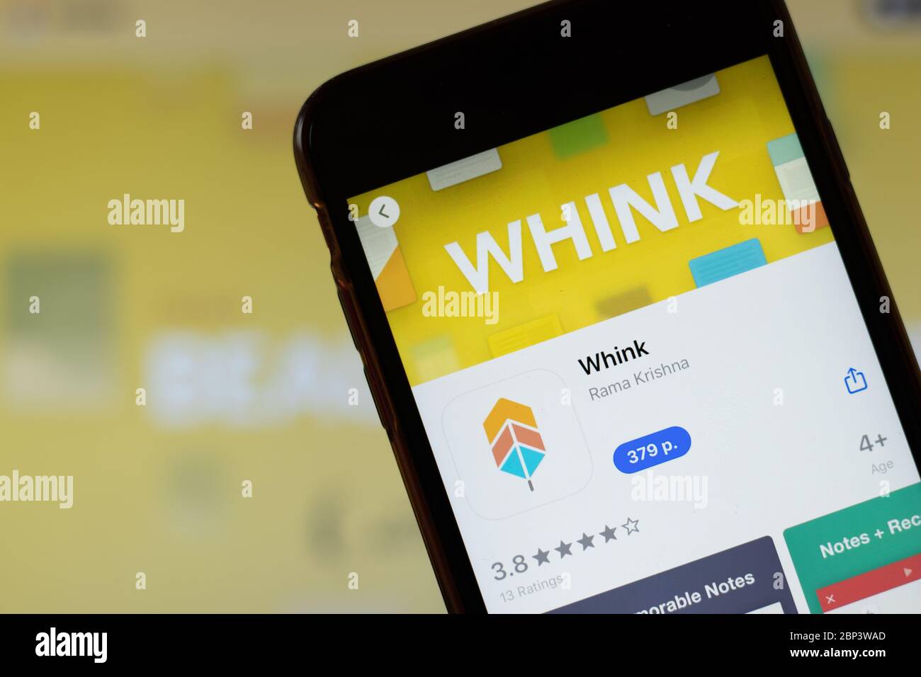 New York, USA - 15 May 2020: Whink mobile app logo on phone screen ...
