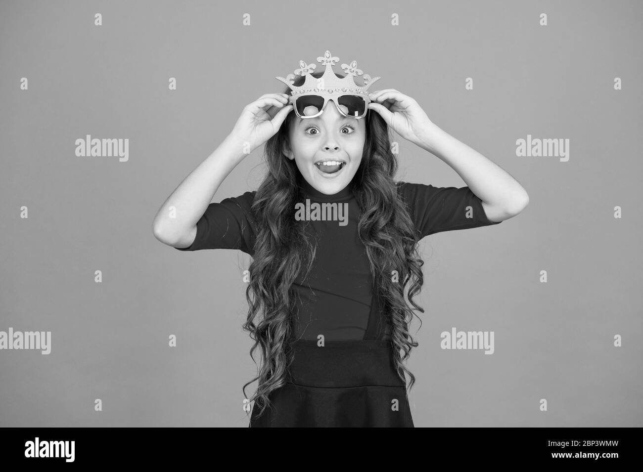 Wow Im surprised. Surprised kid wear prop crown and glasses. Little ...